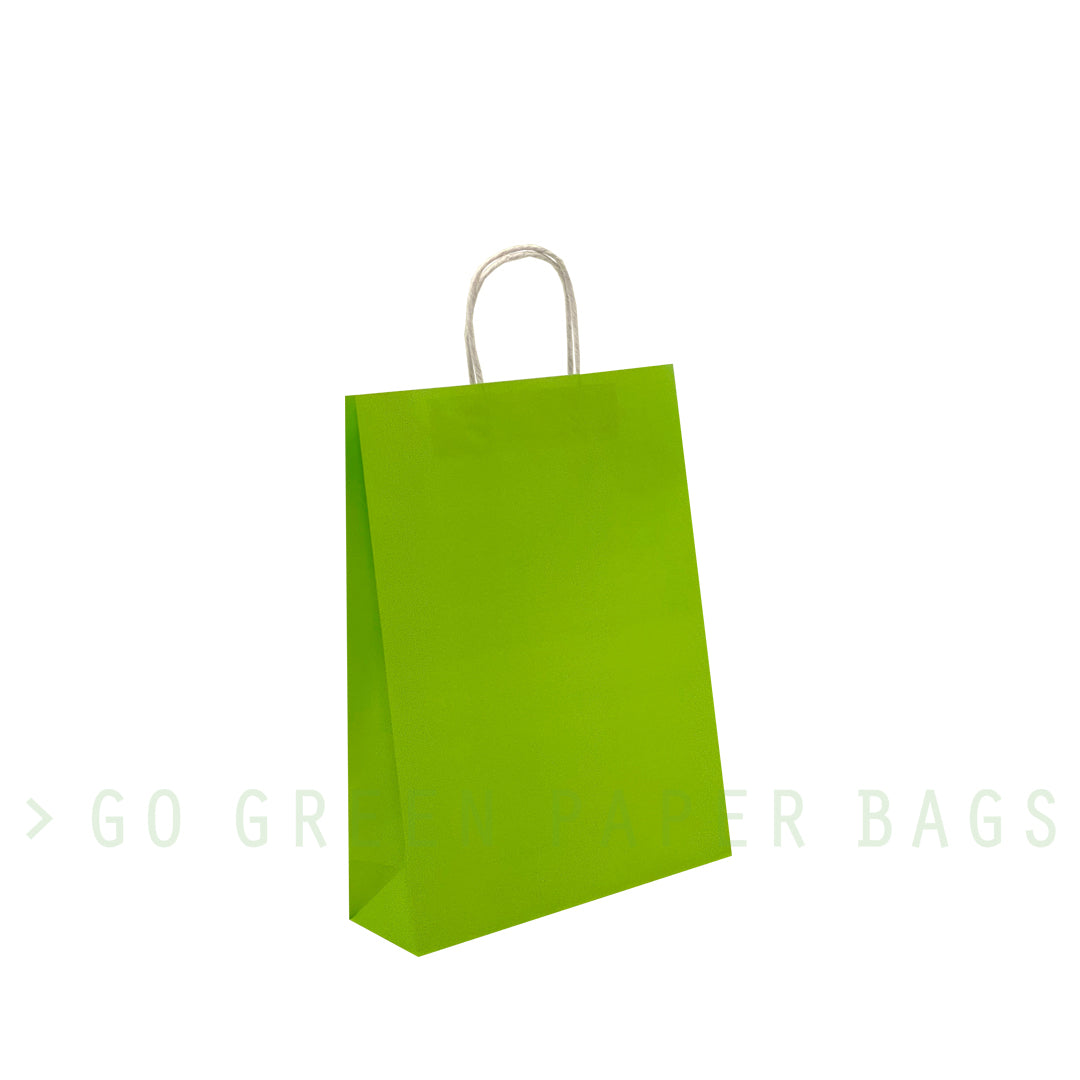 Medium - Fluorescent Green Paper Bags pack of 250 - Go Green Paper Bags